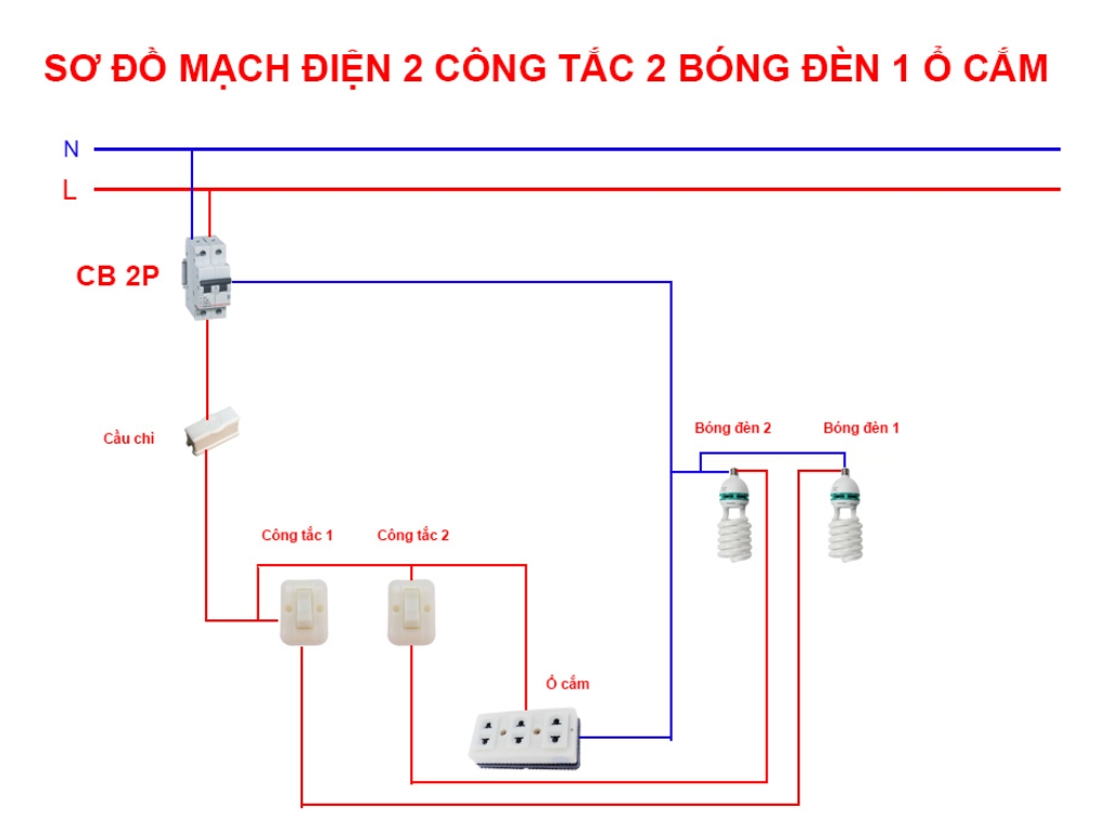 Cách đấu 2 bóng đèn 2 công tắc bóng đèn cực kỳ đơn giản, dễ làm tại nhà ...